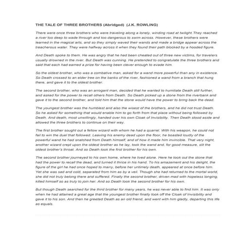 The tale of three brothers (abridged) | PDF