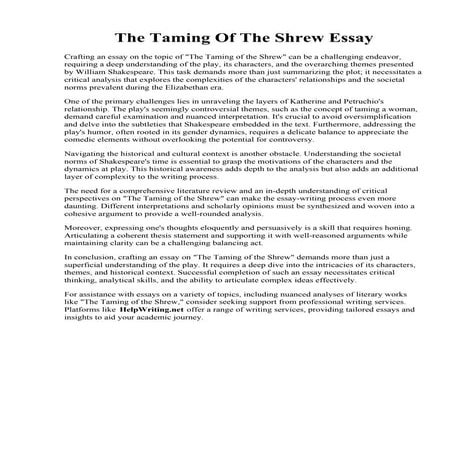The Taming Of The Shrew Essay. PPT - Dramatic Criticism on Taming of ...