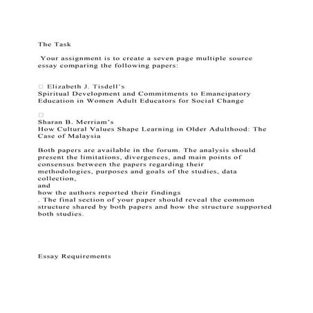 The Task Your assignment is to create a seven page multiple so.docx ...