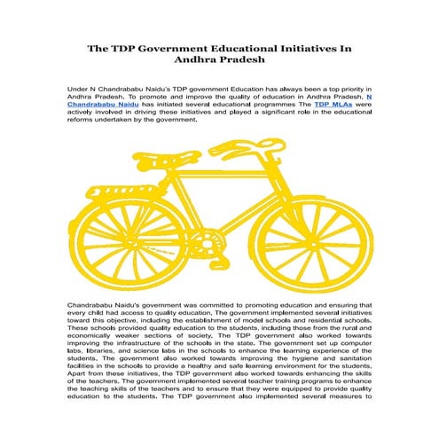 The TDP Government Educational Initiatives In Andhra Pradesh | PDF | Elections | Politics