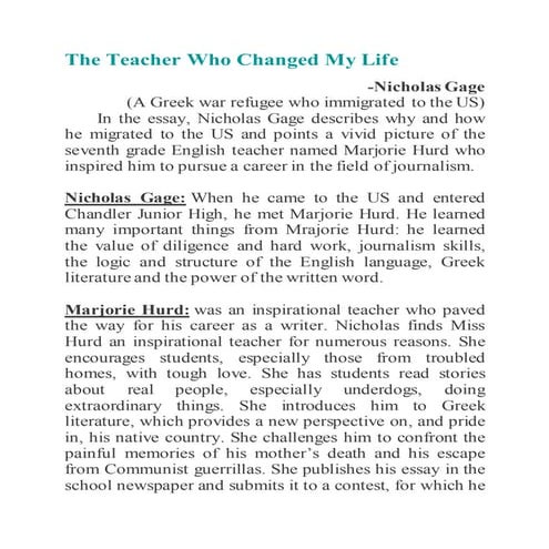 The teacher who changed my life | DOCX