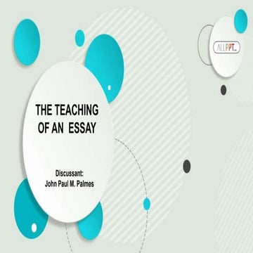 The teaching of an essay | PPT