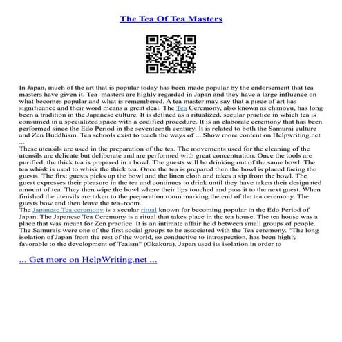 The Tea Of Tea Masters | PDF