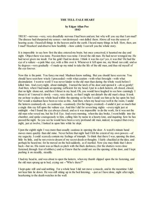 The Tell Tale Heart - Edgar Allan Poe | PPT