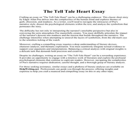The Tell Tale Heart Essay. The Tell Tale Heart - University Linguistics ...