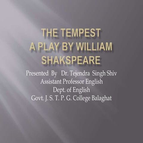 The tempest a play by william shakspeare | PPTX