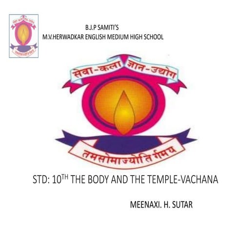 THE TEMPLE AND THE BODY ENG PPT STD 1OTH.pptx | Healthy Living