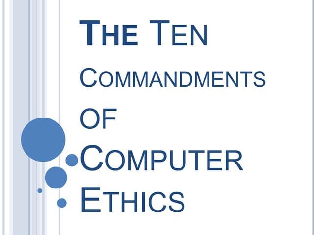 The 10 Commandments of Computer Ethics | PPT