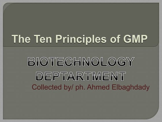 10 Principles of Good Manufacturing Practice (GMP) | PDF ...