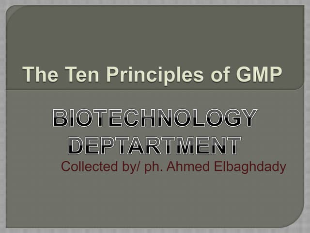 10 Principles of Good Manufacturing Practice (GMP) | PDF ...