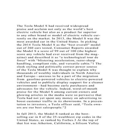 The Tesla Model S had received widespread praise and acclaim.docx