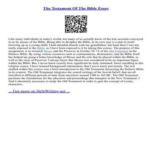 The Testament Of The Bible Essay | PDF