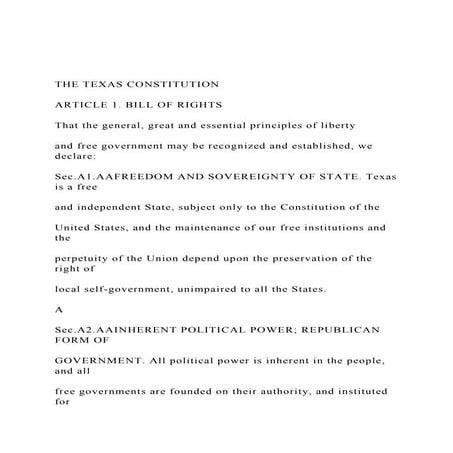 THE TEXAS CONSTITUTIONARTICLE 1. BILL OF RIGHTSThat th.docx