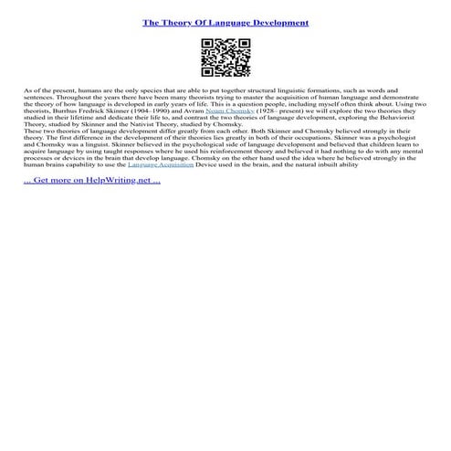 The Theory Of Language Development | PDF
