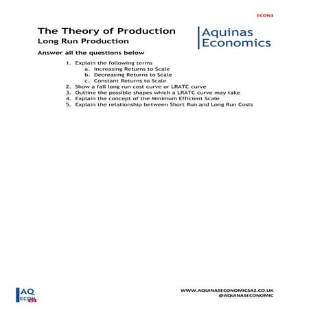 The Theory Of Production Long Run Docx Business Business And Finance