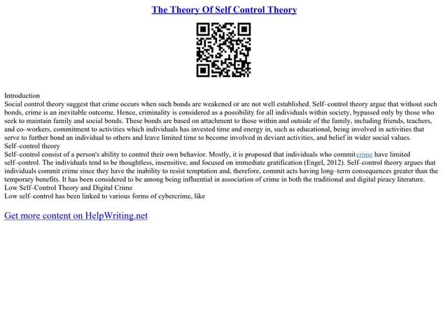 The Theory Of Self Control Theory PPT the-theory-of-self-control-theory-ppt