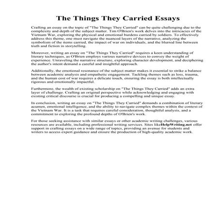The Things They Carried Essays | PDF