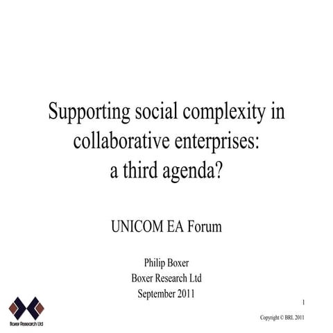 Supporting Social Complexity in Collaborative Enterprises | PPT