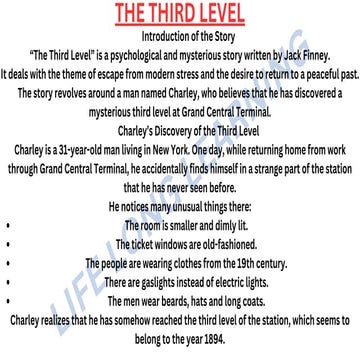 The Third Level - Class 12 - English Vistas | PPTX