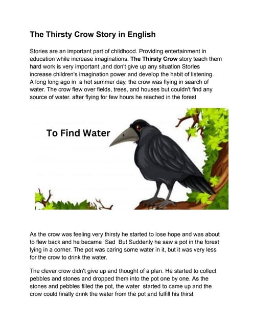 The thirsty crow story in english written store