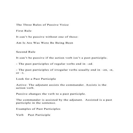 The Three Rules of Passive Voice First Rule It can’t b.docx