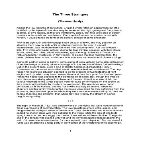 The Three Strangers by Thomas Hardy | PDF