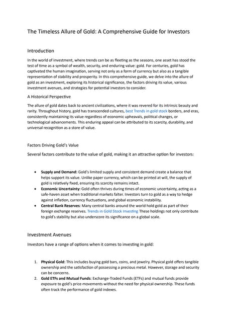 Investment In Gold | PPTX