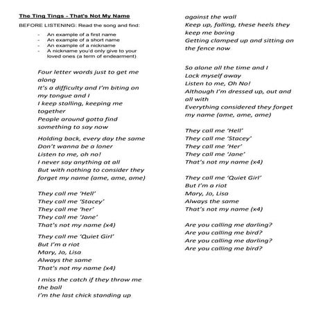 The ting tings name | DOCX