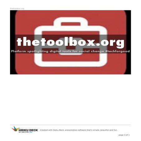 Thetoolbox.org techforgood slideshare | PDF