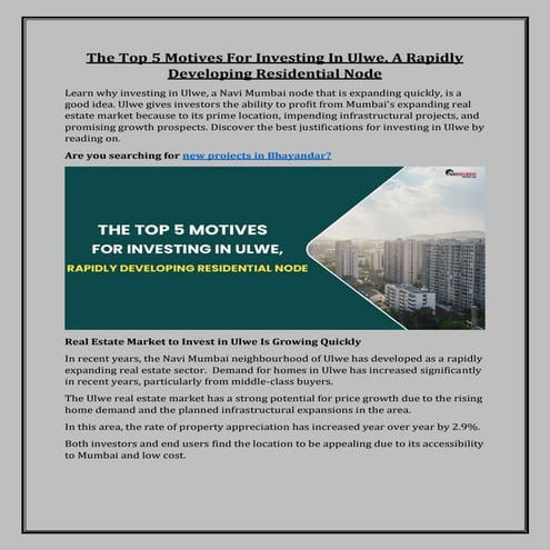The Top 5 Motives For Investing In Ulwe, A Rapidly Developing Residential Node.pdf