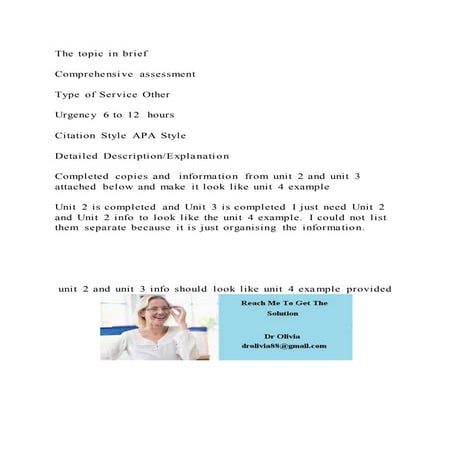 The topic in brief Comprehensive assessmentType of Service O | DOCX