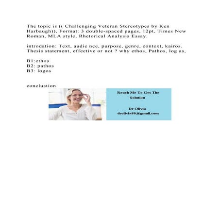 The topic is (( Challenging Veteran Stereotypes by Ken Harbaugh)), F.docx