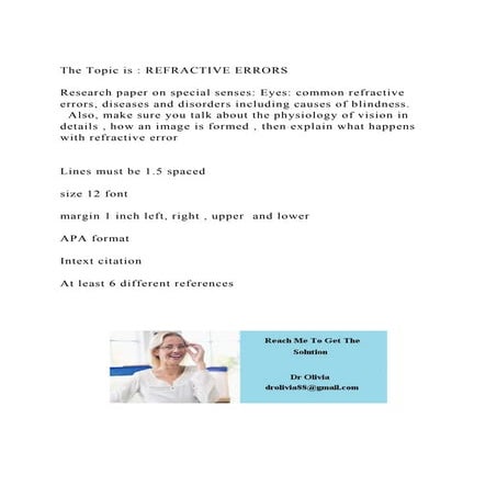 The Topic is REFRACTIVE ERRORS Research paper on special sen.docx