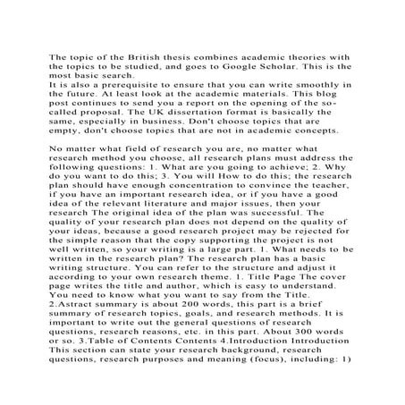 The topic of the British thesis combines academic theories with th.docx