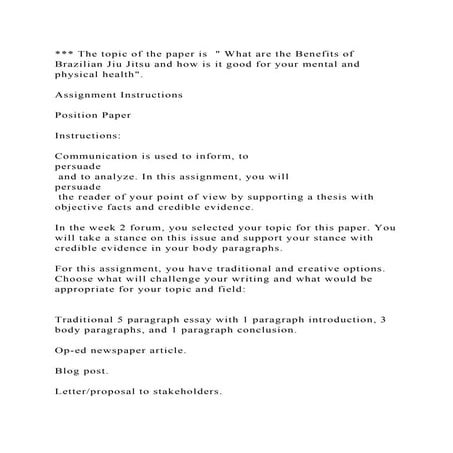 The topic of the paper is What are the Benefits of Brazilian .docx