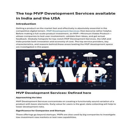 The top MVP Development Services available in India and the USA | PDF