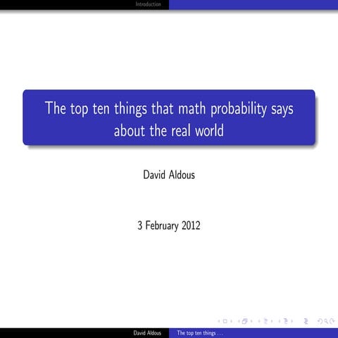 The top ten things that math probability says about the real world | PPT