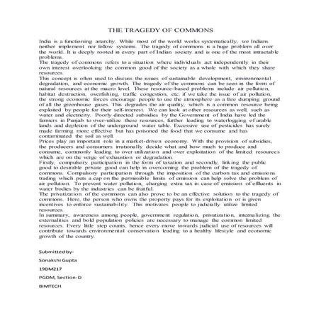 The tragedy of commons | DOCX