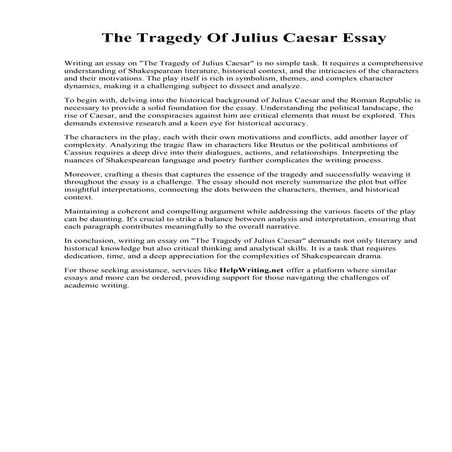 The Tragedy Of Julius Caesar Essay. Samford University | PDF | Homework ...