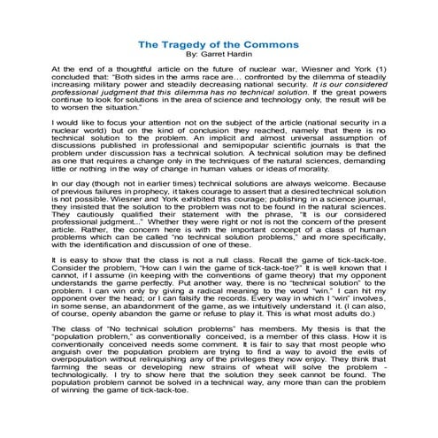 The tragedy of the commons | DOCX