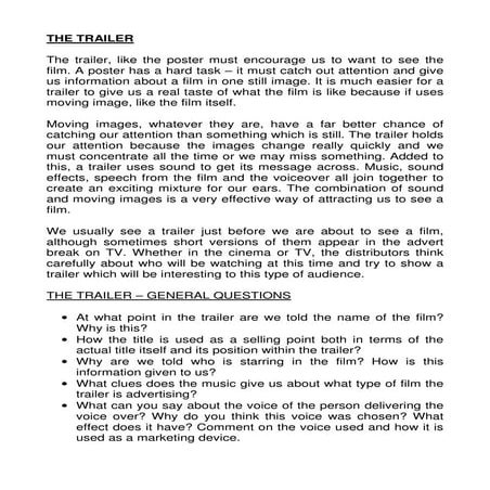 The Trailer help with analysis | PDF