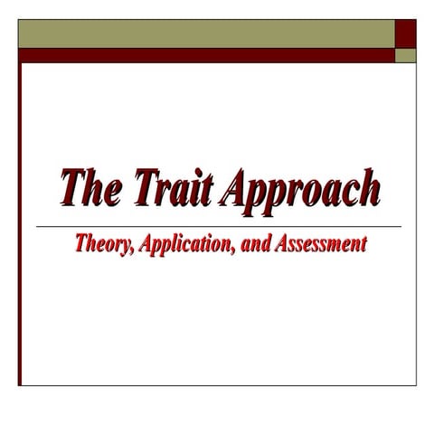 The Trait Approach | PPT