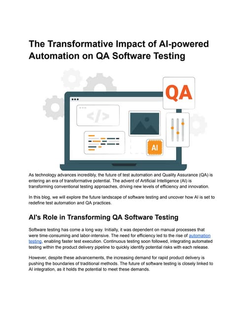 The Transformative Impact Of Ai Powered Automation On Qa Software