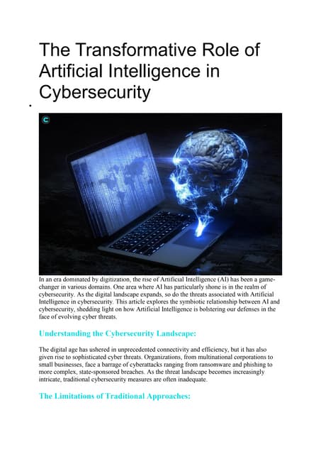 Cybersecurity artificial intelligence presentation | PPTX