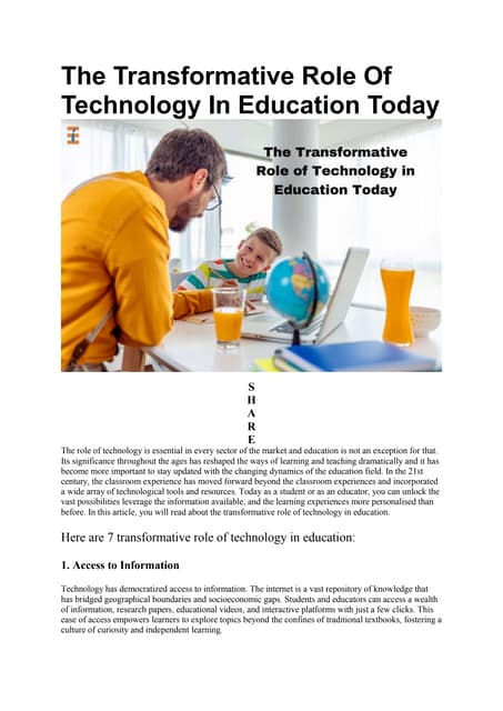 The Transformative Effect of Technology in the Education System | PDF