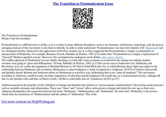 Essay On Postmodernism | PDF