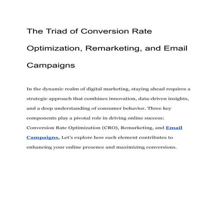 The Triad of Conversion Rate Optimization, Remarketing, and Email ...