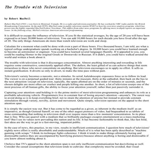 The Trouble with Television | PDF