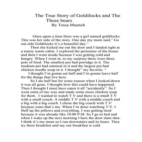 The true story of goldilocks and the three bears | DOC