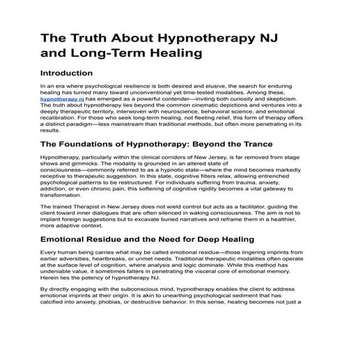 The Truth About Hypnotherapy NJ and Long-Term Healing.pdf